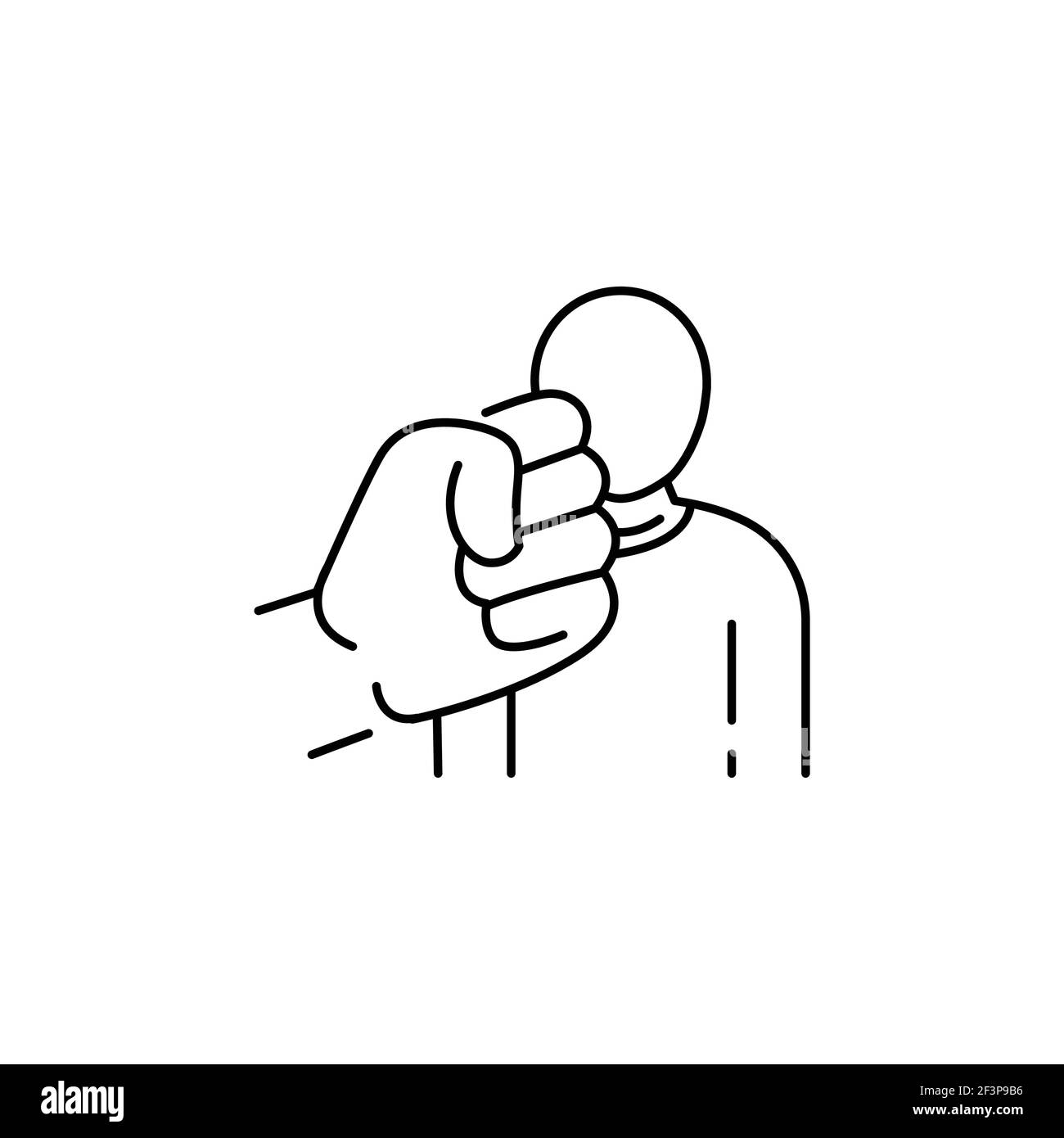 Physical Bullying Black Line Icon Harassment Beat And Violence Sign