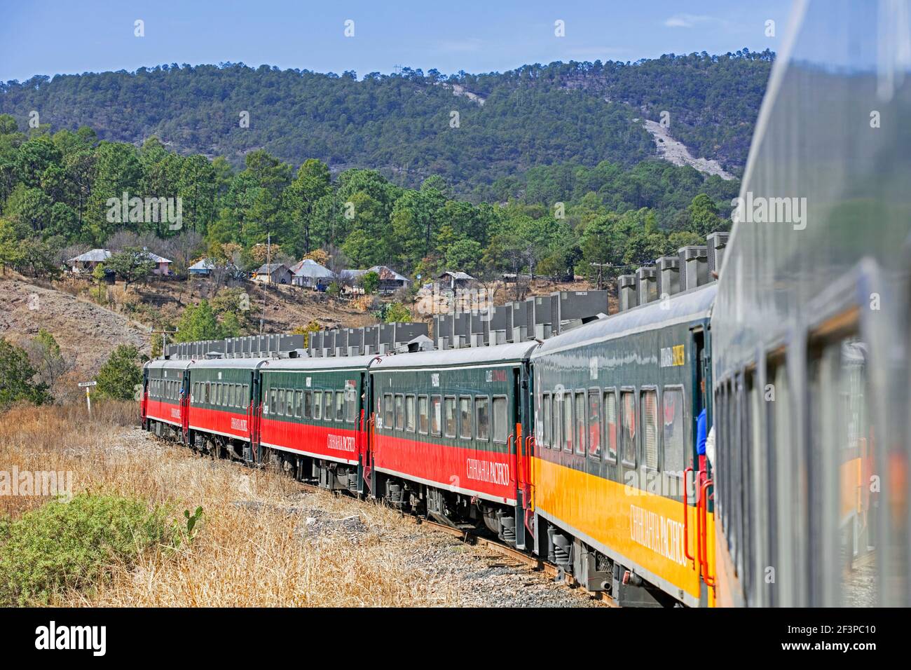 Tourist train of Chepe Express / El Chepe / Chihuahua Pacifico arriving ...