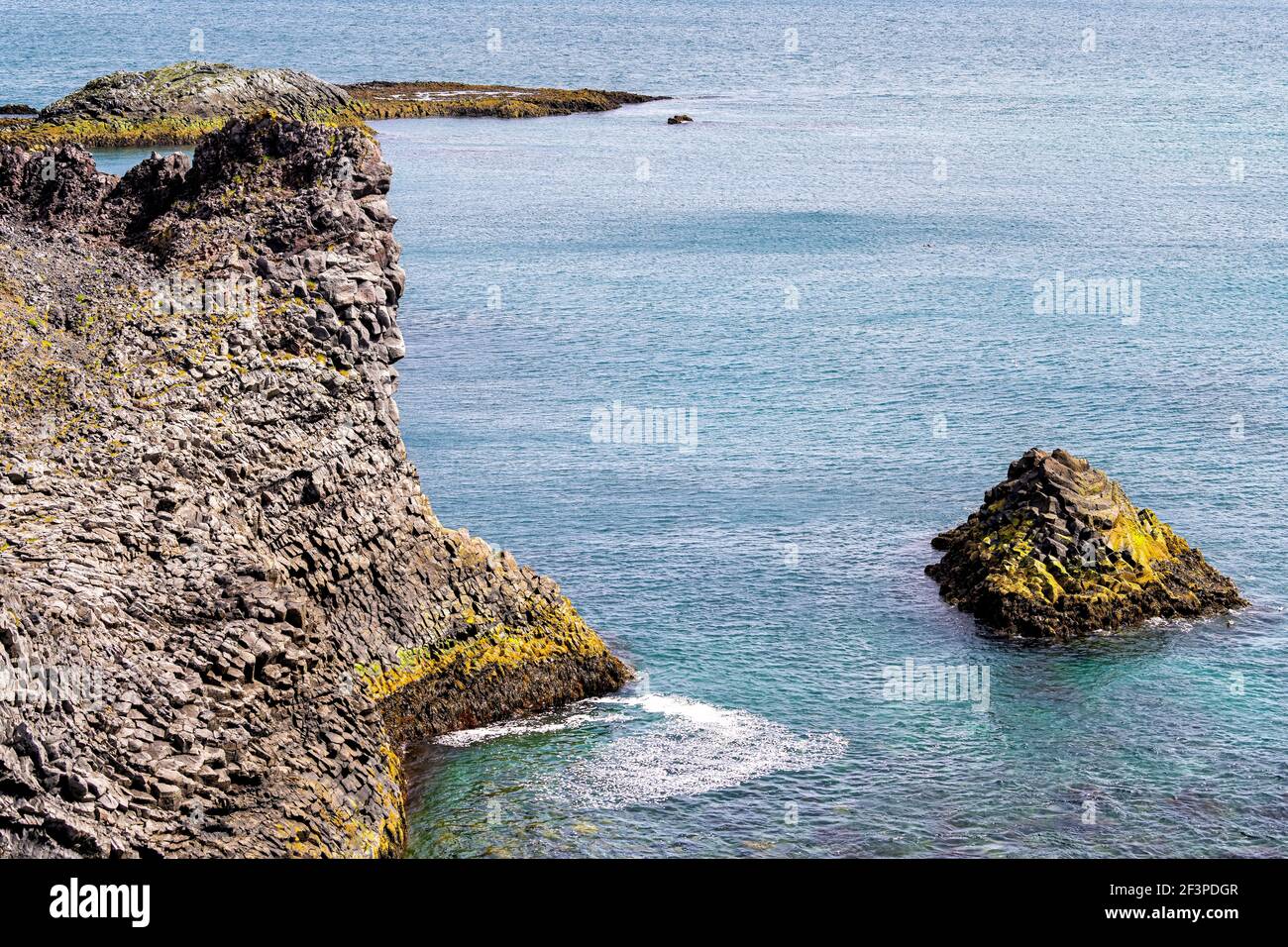 High angle view of landscape near famous Gatklettur arch rock near ...