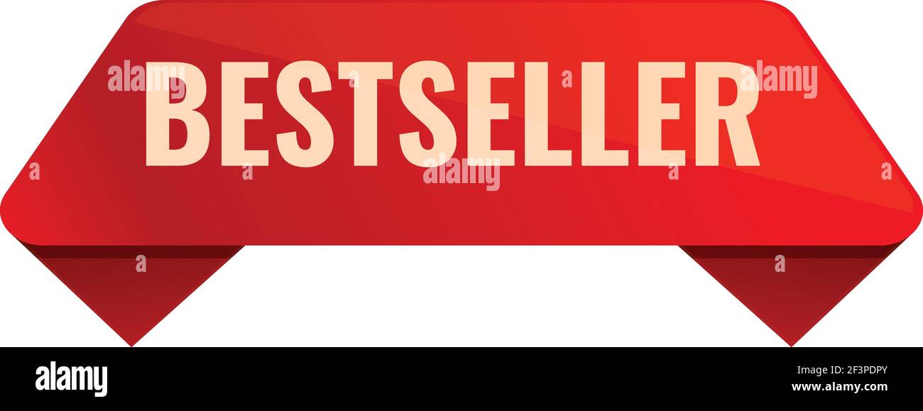 Best seller red ribbon icon. Cartoon of Best seller red ribbon vector ...