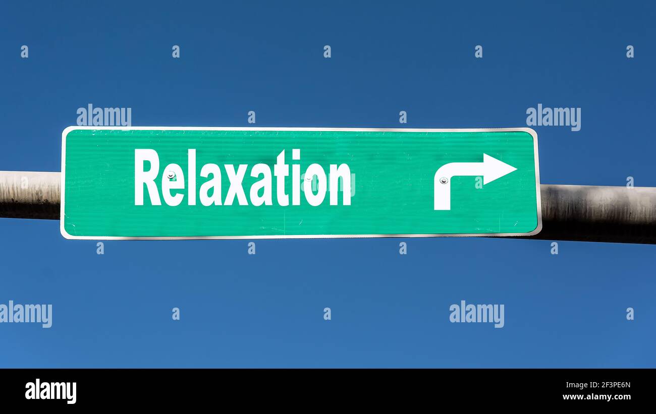 Street Sign the Direction Way to Relaxation Stock Photo - Alamy