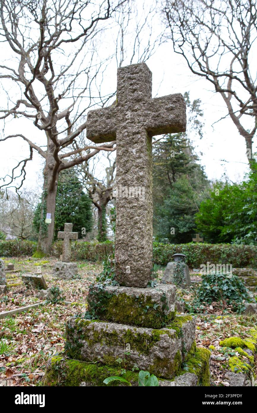 Stone Cross in a Cemetery Stock Photo - Alamy