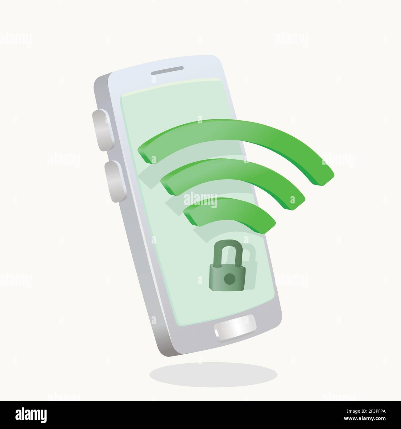 wifi symbol and padlock in front of smartphone 3D - three dimentional ...