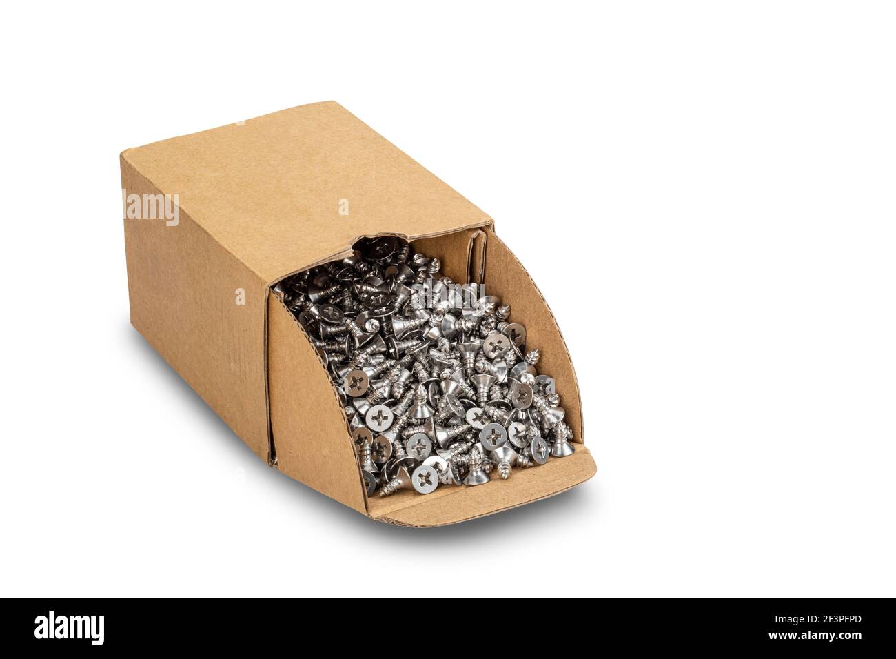 Metal screws in card-box on white background, with shadow Stock Photo ...