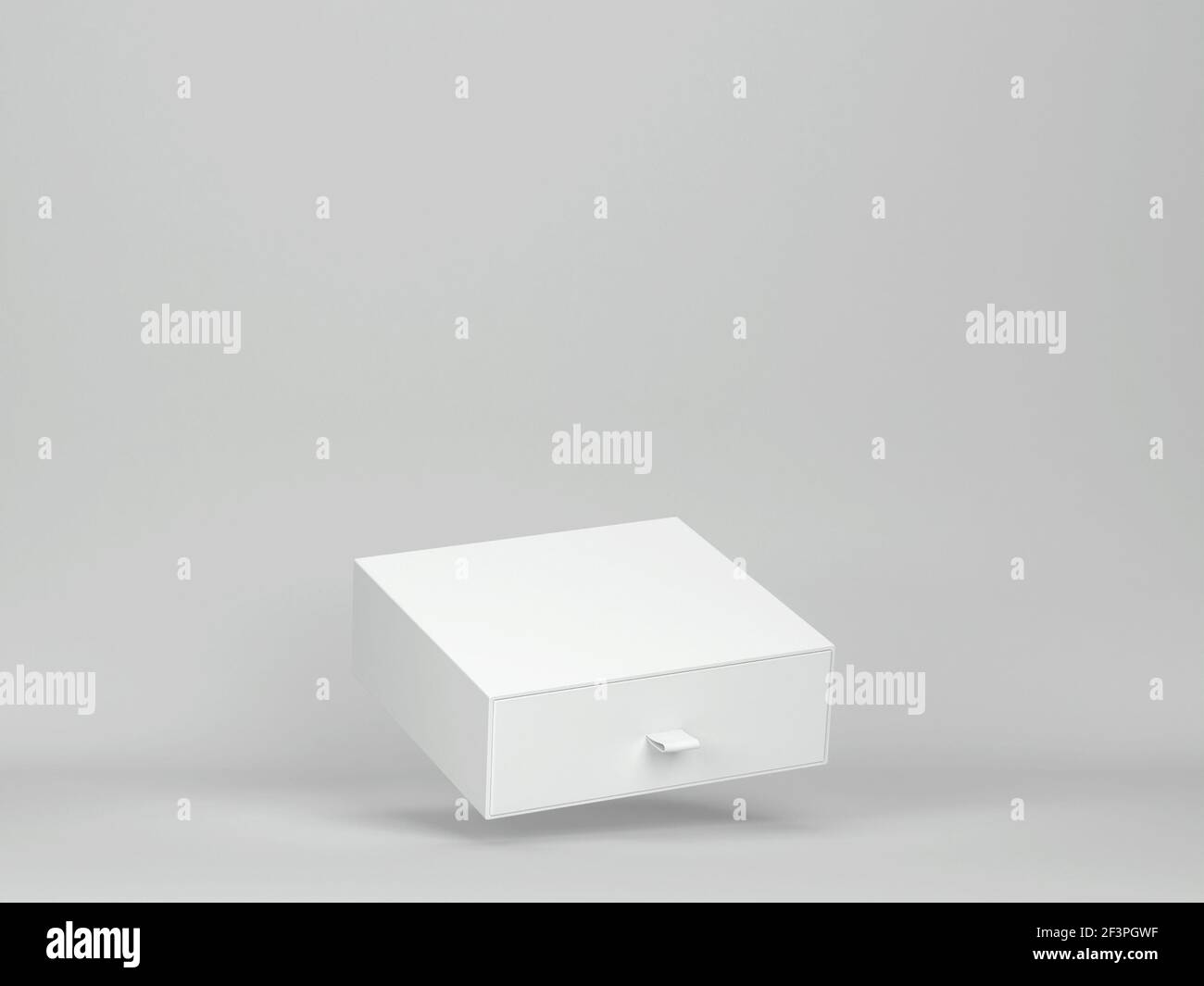 Blank drawer box mockup. 3d illustration on gray background Stock Photo ...