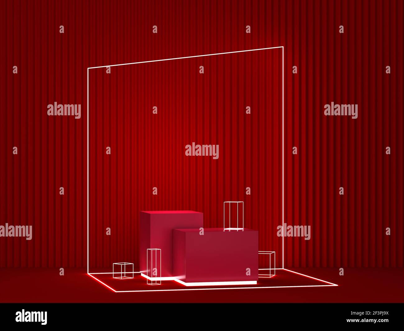 Abstract display stand with light shape as a showcase for product ...