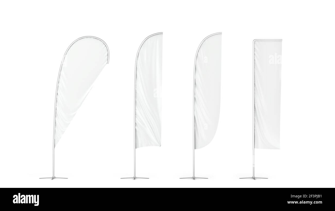 Set of blank flag banners. 3d illustration isolated on white background ...