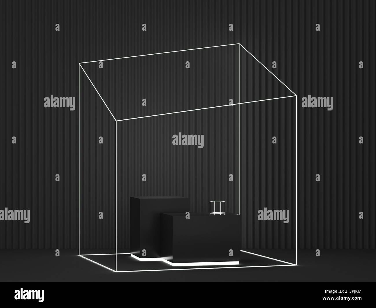 Abstract display stand with light shape as a showcase for product ...