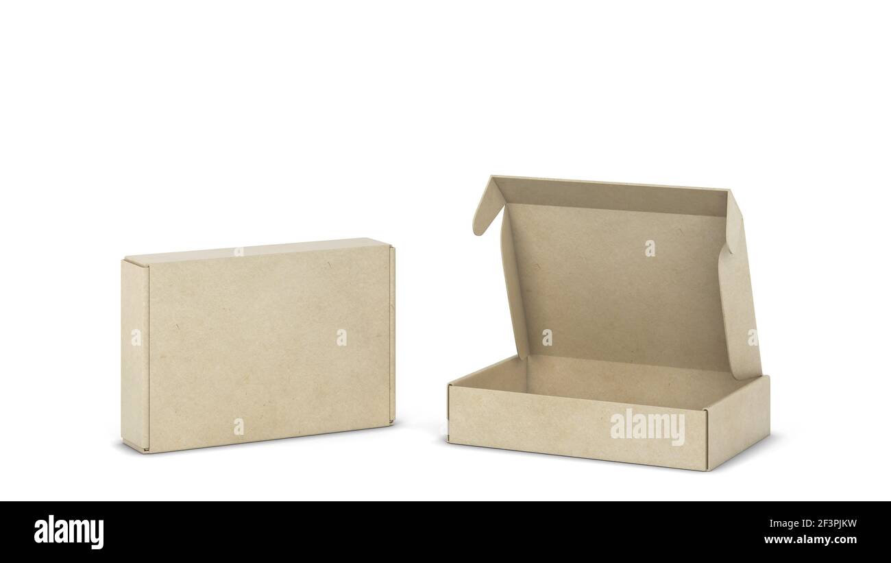Blank tuck in flap packaging box mockup. 3d illustration isolated on ...