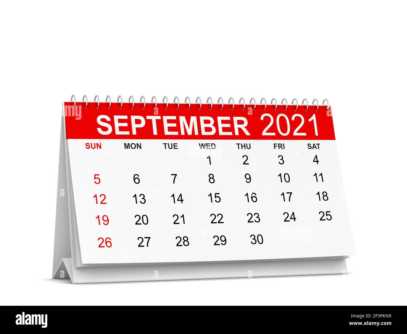 Calendar for year 2021. Week starts with sunday. 3d illustration ...