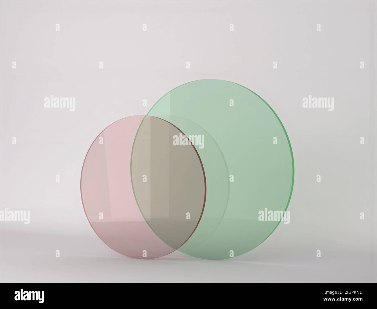 Glass circle shapes of different colors. Minimal scene. 3d illustration ...