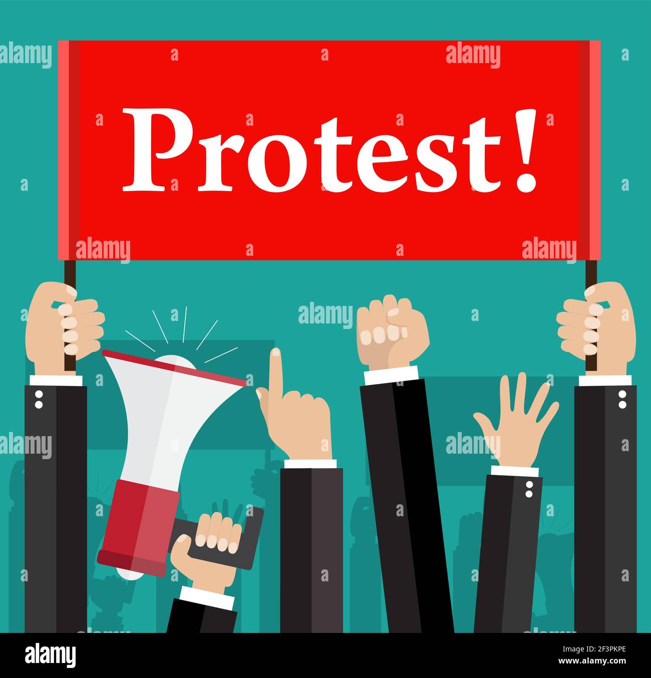 Hands holding protest signs and bullhorn Stock Vector Image & Art - Alamy