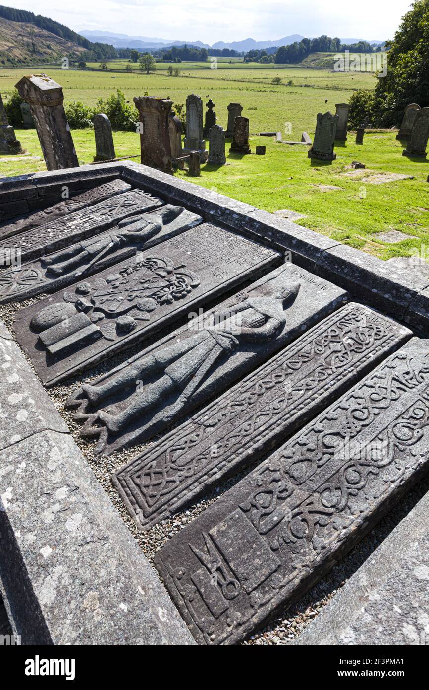 16th century grave slabs in the Poltalloch burial enclosure in the ...
