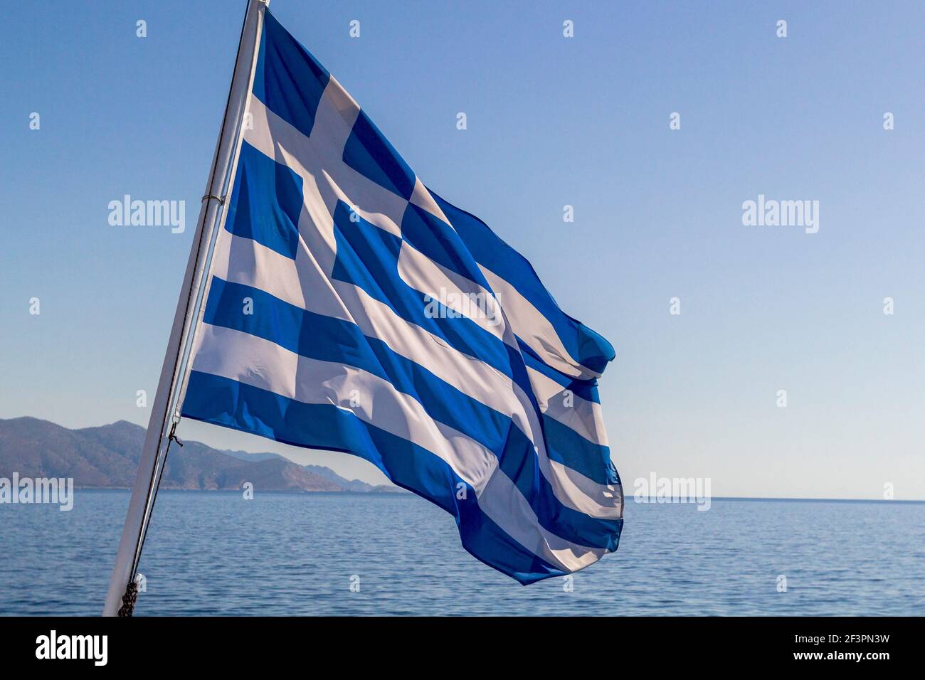 Behind greek boat flag sea hi-res stock photography and images - Alamy