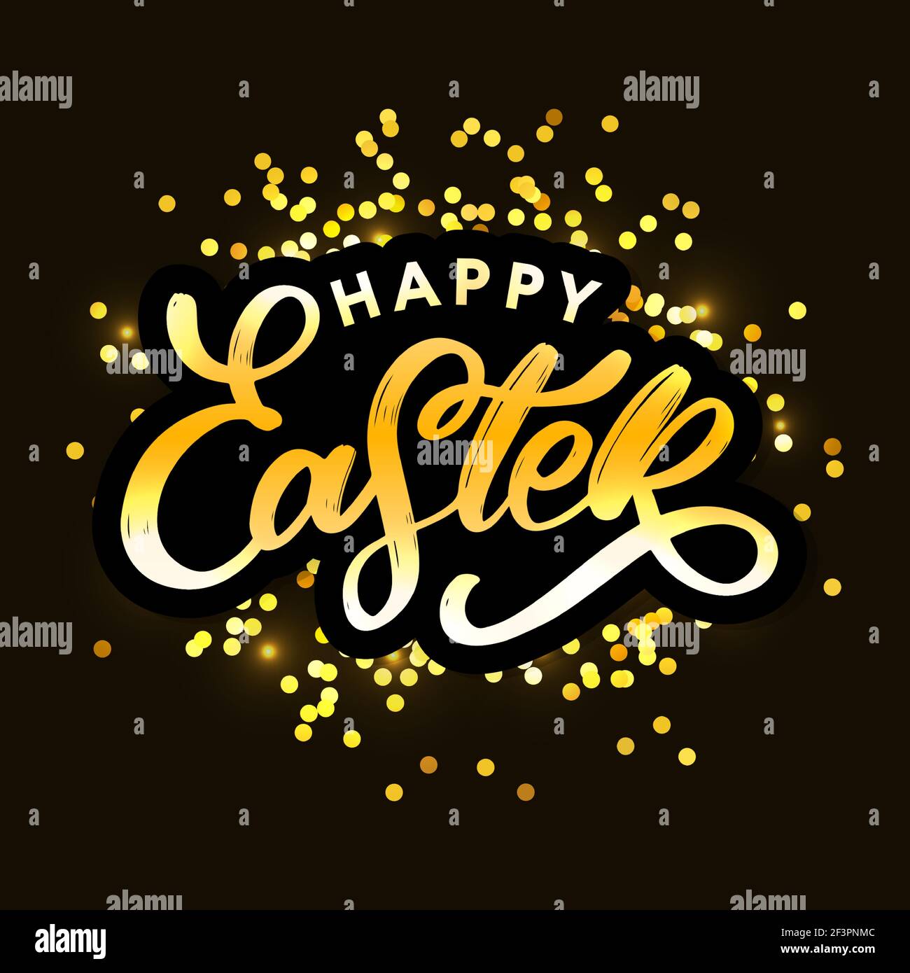 Happy Easter lettering card. Hand drawn lettering poster for Easter ...