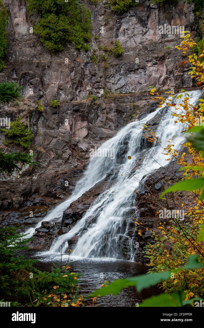 Silver Bay, Minnesota. Beautiful Caribou Falls flowing down on the ...