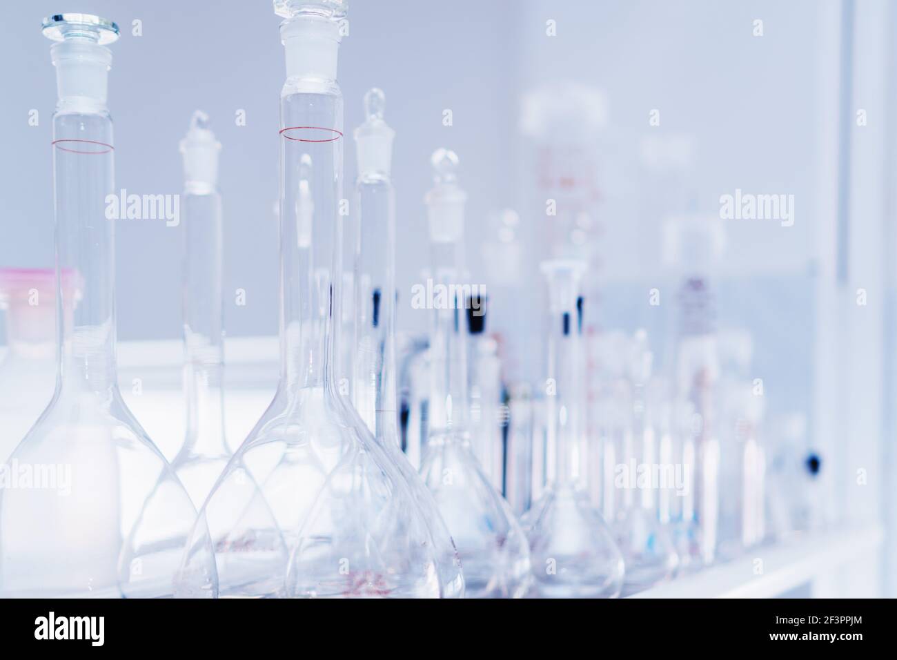 Laboratory tubes and flasks for analyzes and experiments. Science tool ...