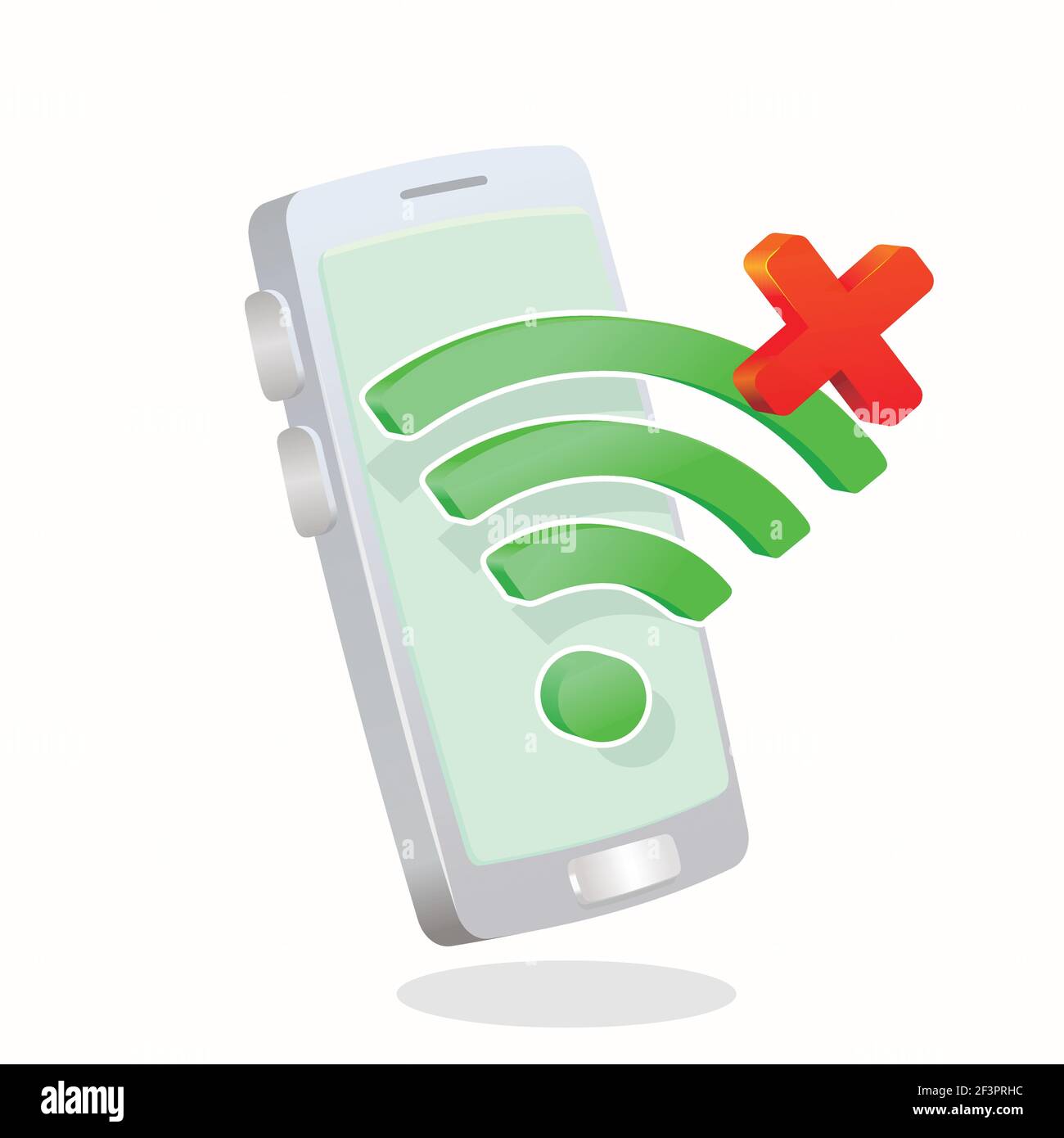 wifi symbol in front of smartphone and crossed 3D - three dimentional ...