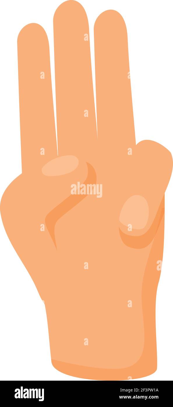 Three finger hand gesture icon. Cartoon of Three finger hand gesture ...