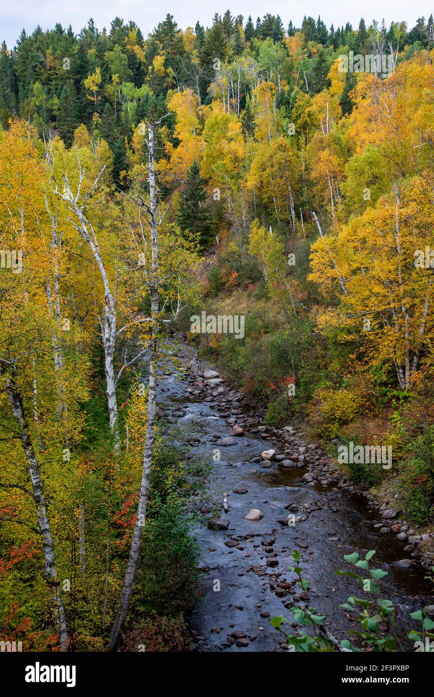 Silver Bay, Minnesota. Caribou river flowing through the Superior ...