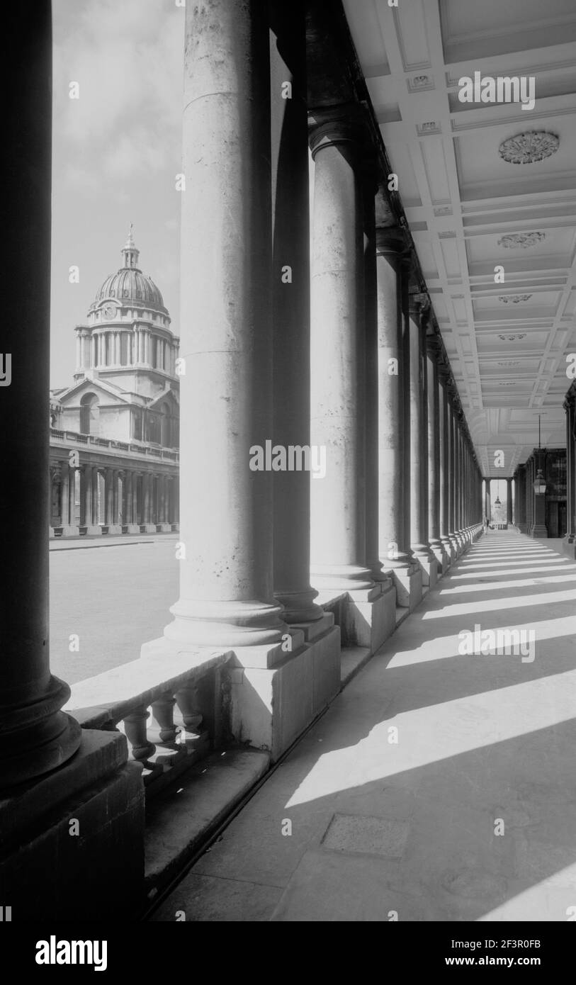 OLD ROYAL NAVAL COLLEGE, Greenwich, London. Exterior perspective view ...