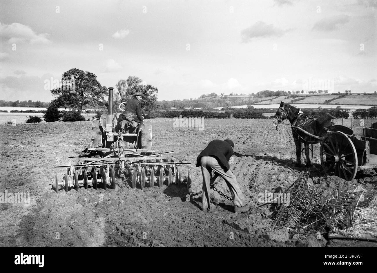 Disc harrowing near Honington, Lincolnshire. The mechanisation of ...