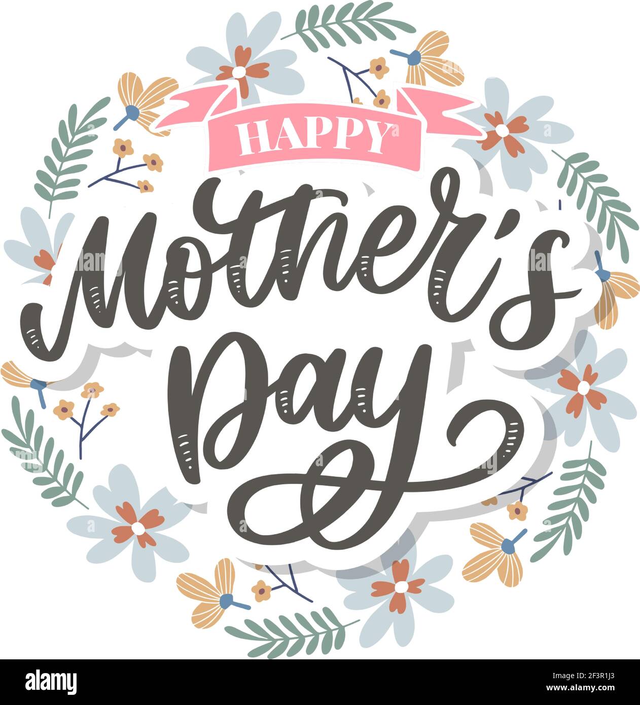 Happy Mothers Day lettering. Handmade calligraphy vector illustration ...