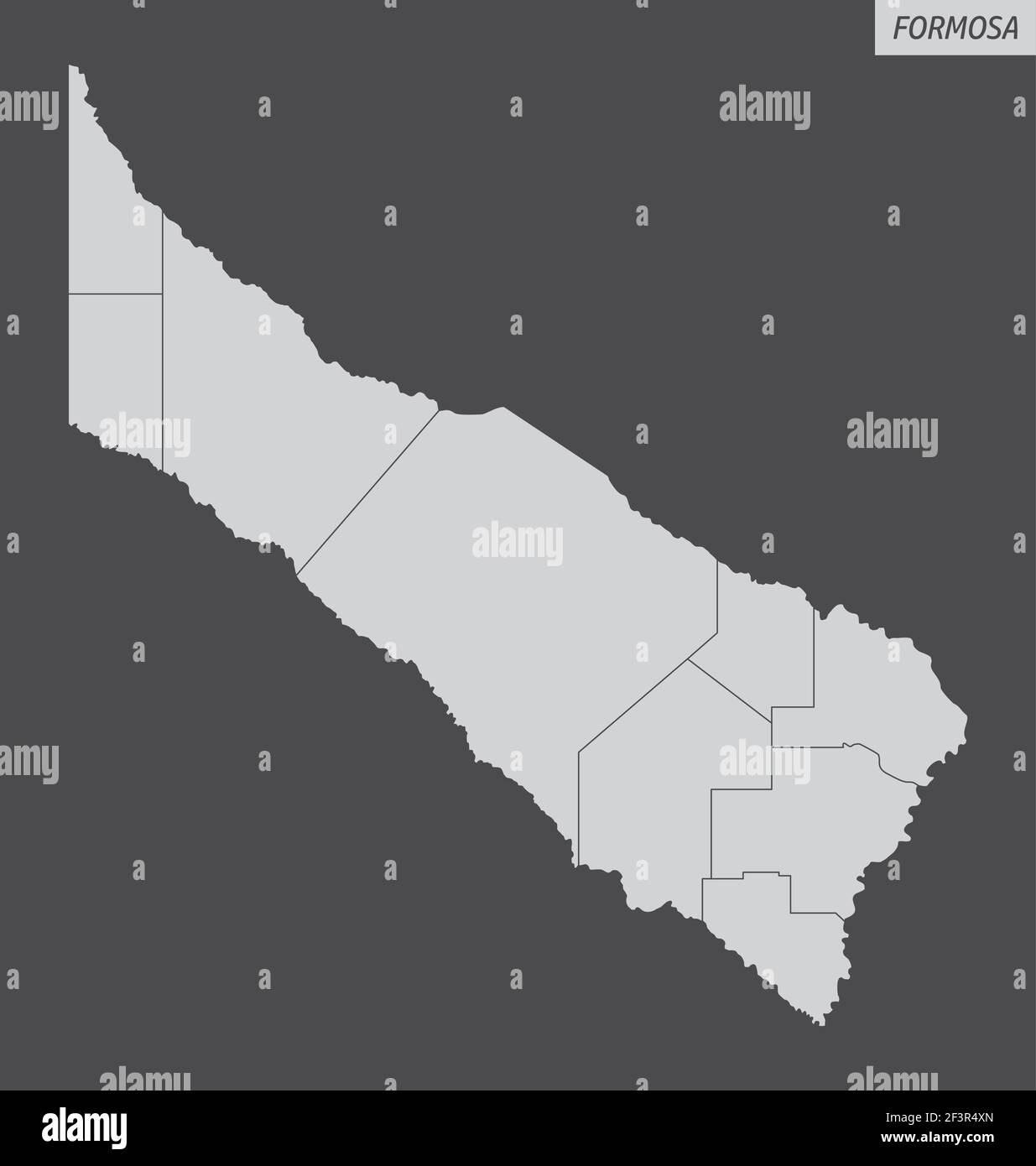 The Formosa province isolated map divided in departments, Argentina ...