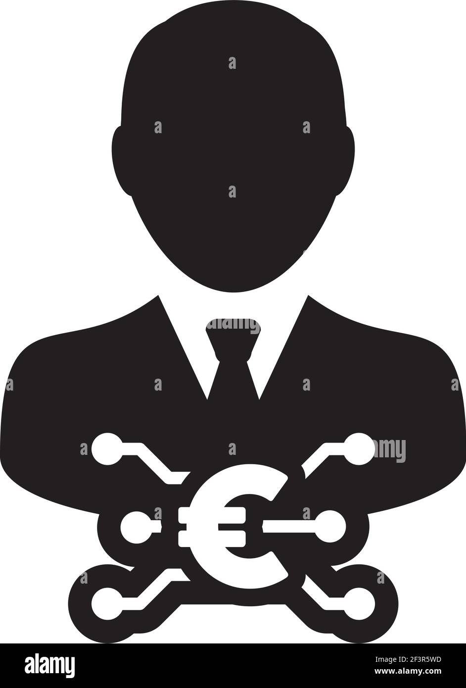 Money icon vector digital euro currency with male user person profile ...