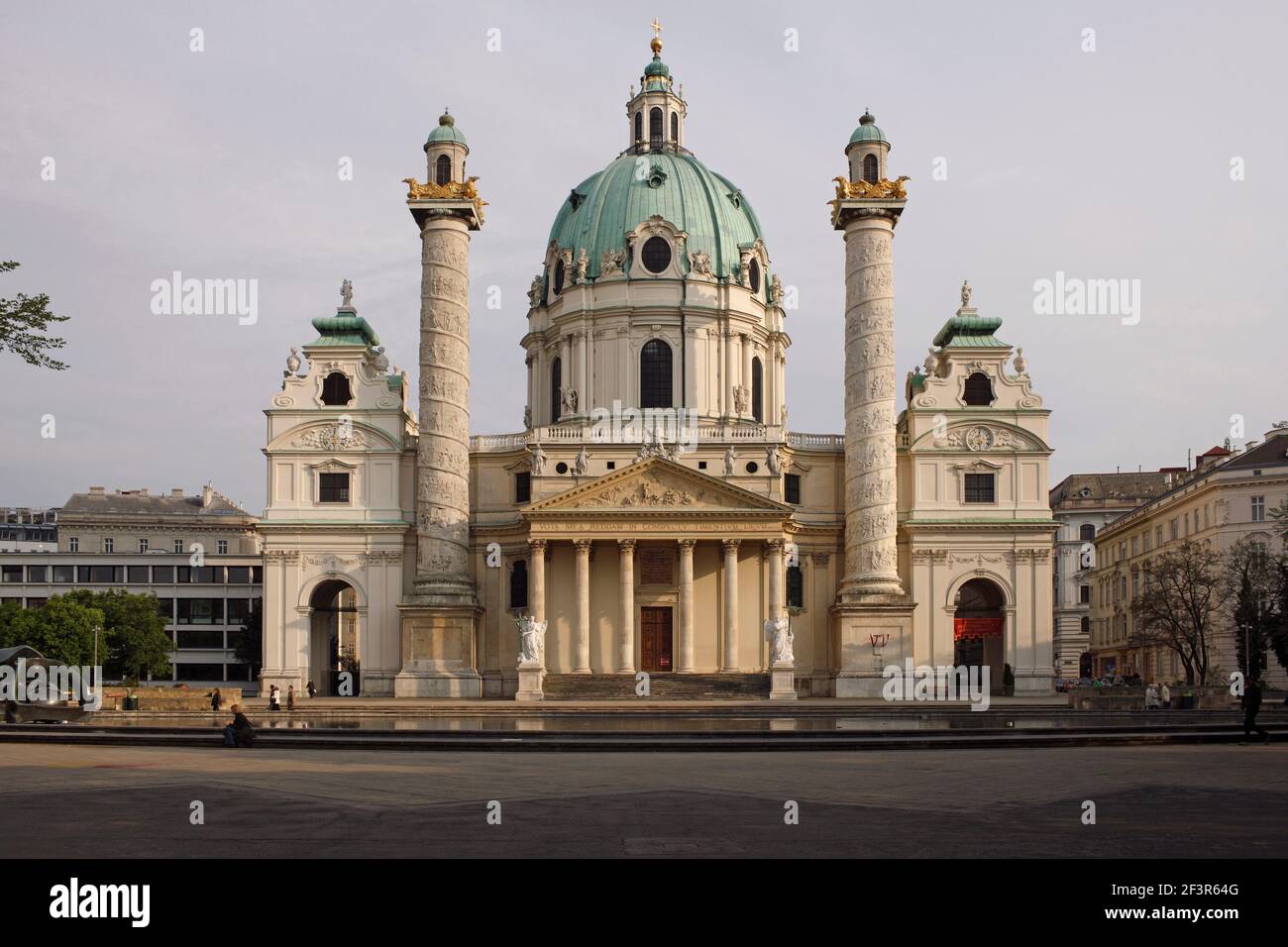 Copper dome, baroque rococo St Charles's Church, facing north, with ...