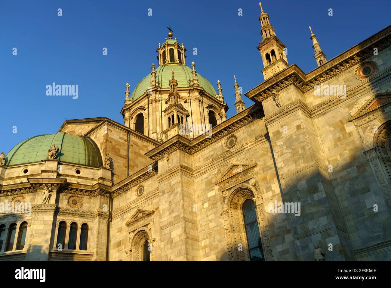 Como, Lombardy, Italy: the historic center at evening: exterior of the ...