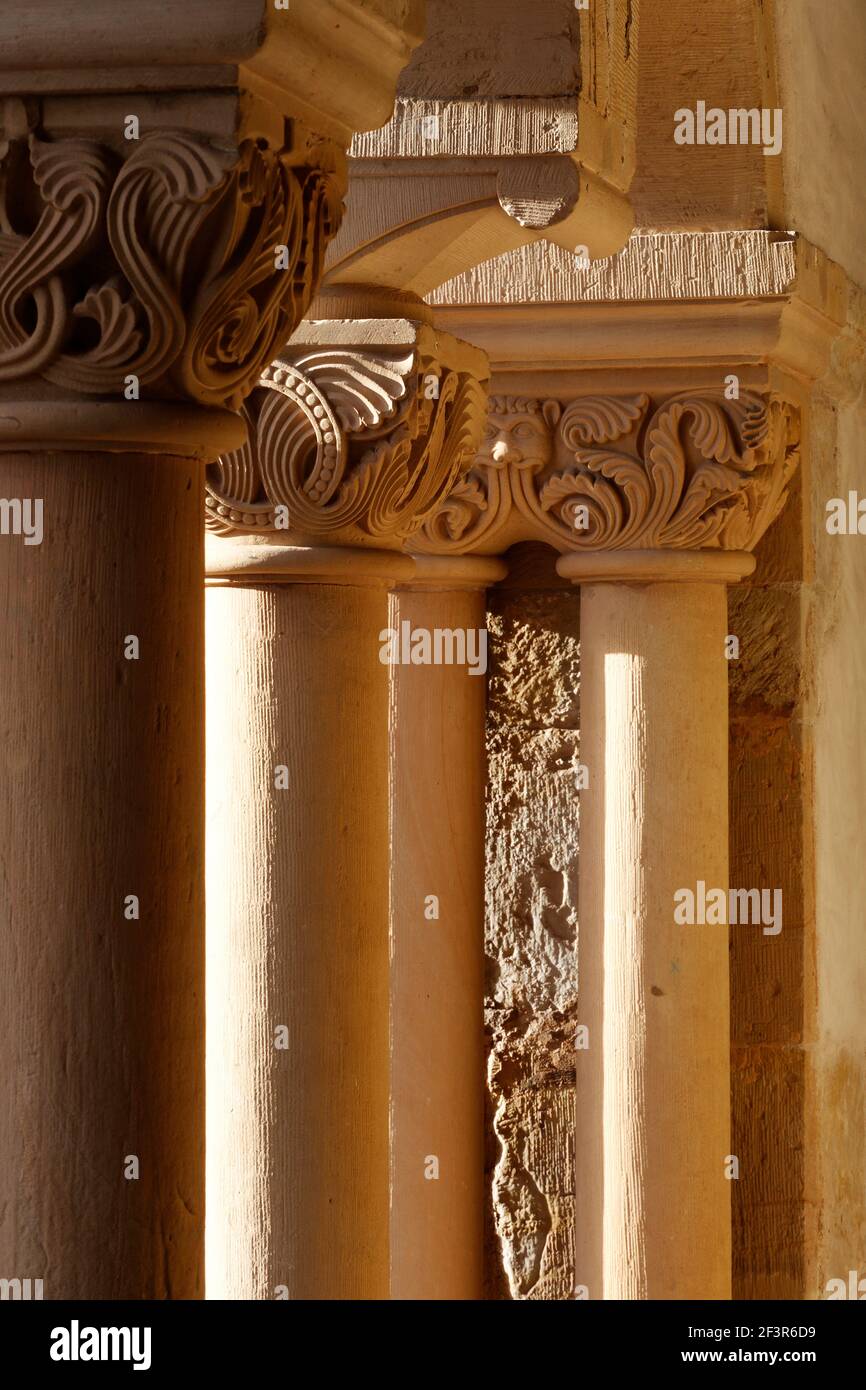 Romanesque pillars in the courtyard of Wartburg Castle in Eisenach ...