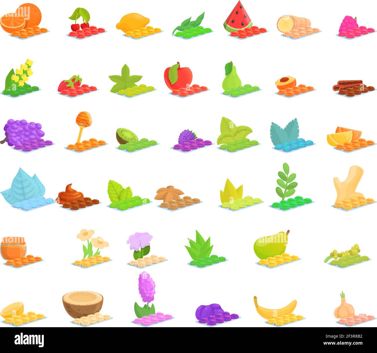 Cough drops icons set. Cartoon set of cough drops vector icons for web ...