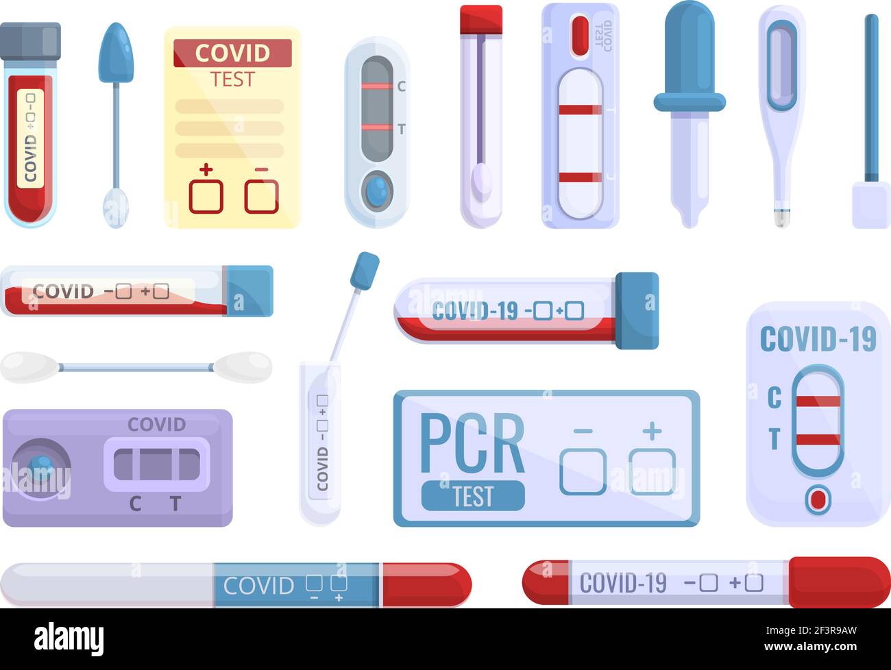 Covid test icons set. Cartoon set of covid test vector icons for web ...