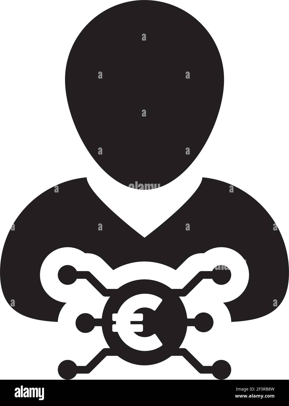 Investment icon vector digital euro currency with male user person ...