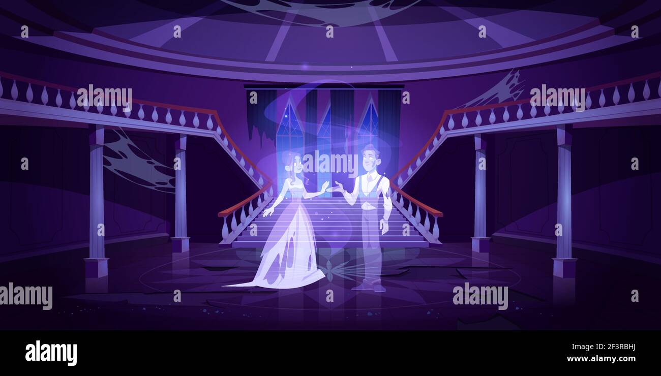 Old castle hall with ghosts dance in palace room Stock Vector Image ...