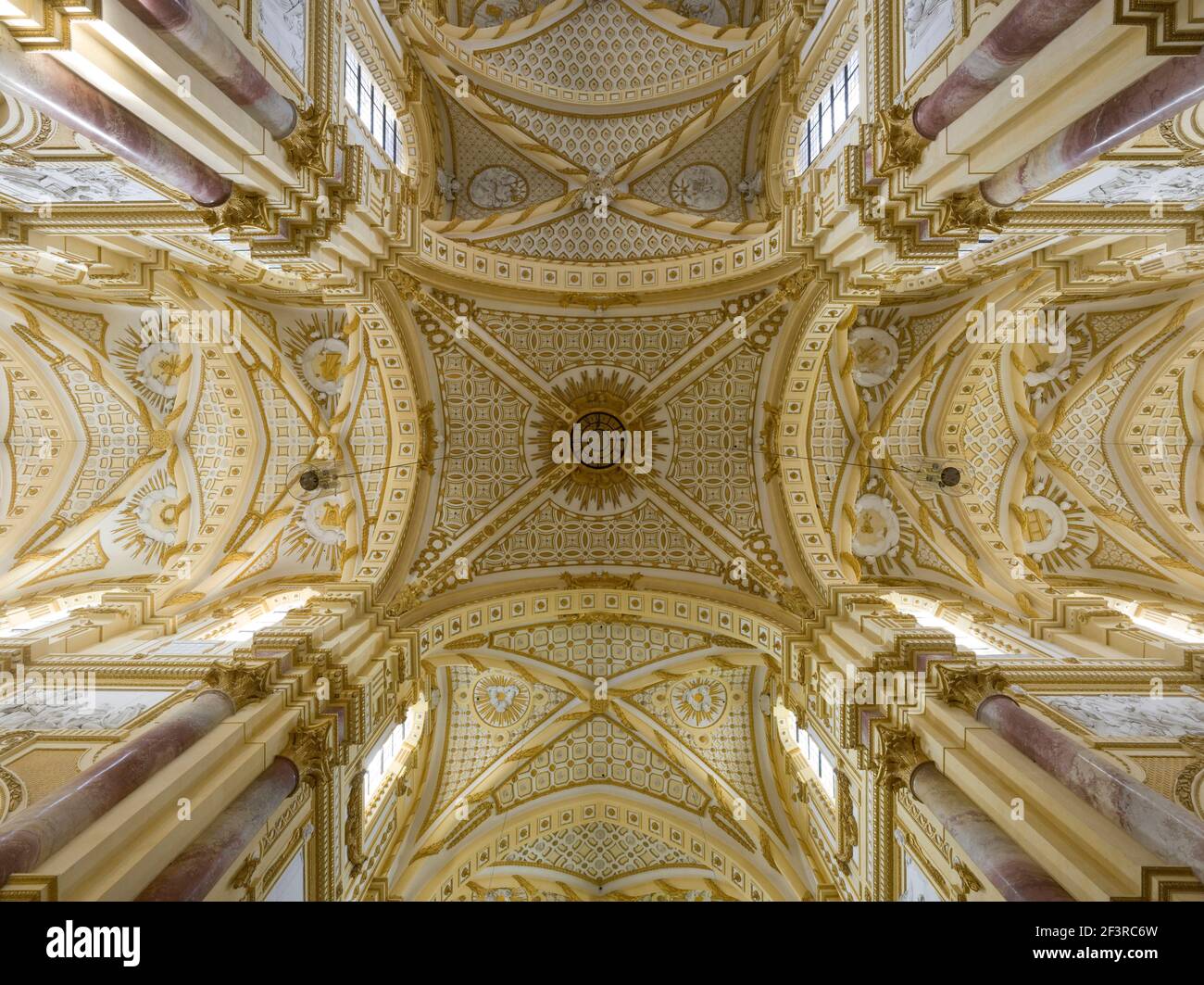 Close up view of ornate ceiling vault in Ebrach Abbey, a former ...