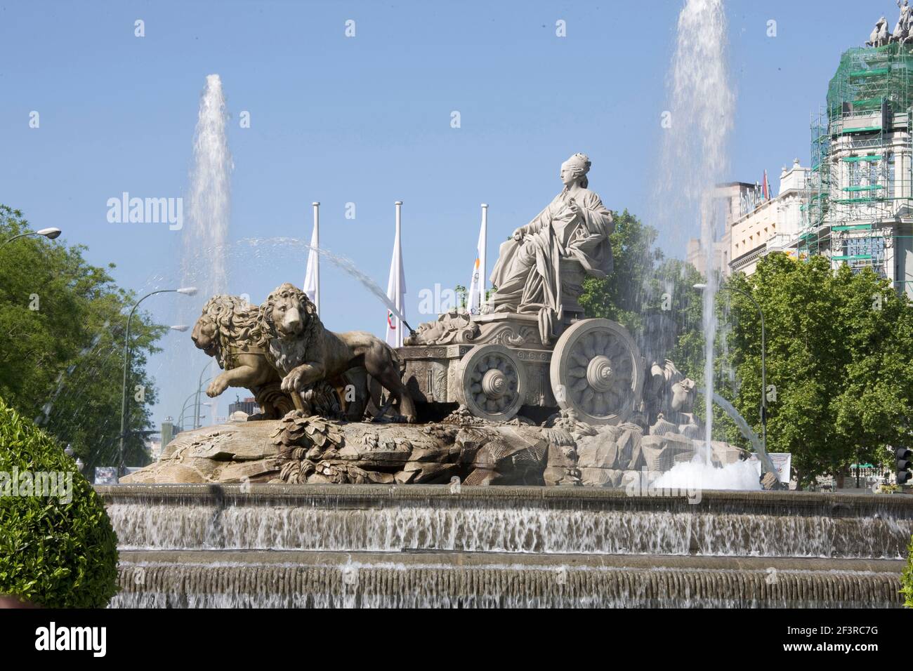 The Cibeles Fountain in the Plaza de Cibeles, created by sculptors ...