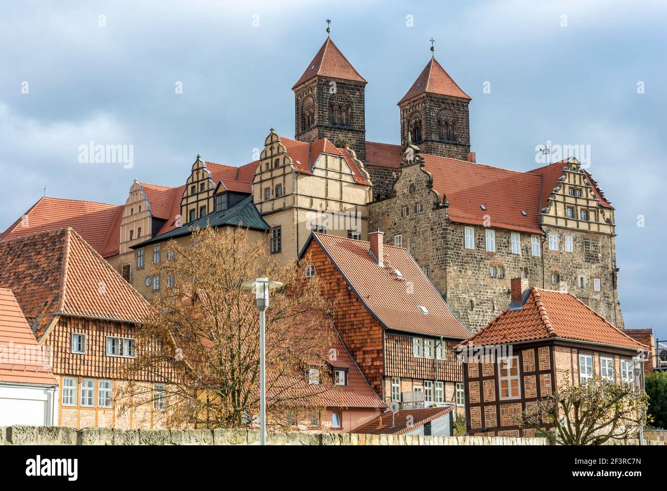Old town of Quedlinburg with the castle hill and the collegiate church ...
