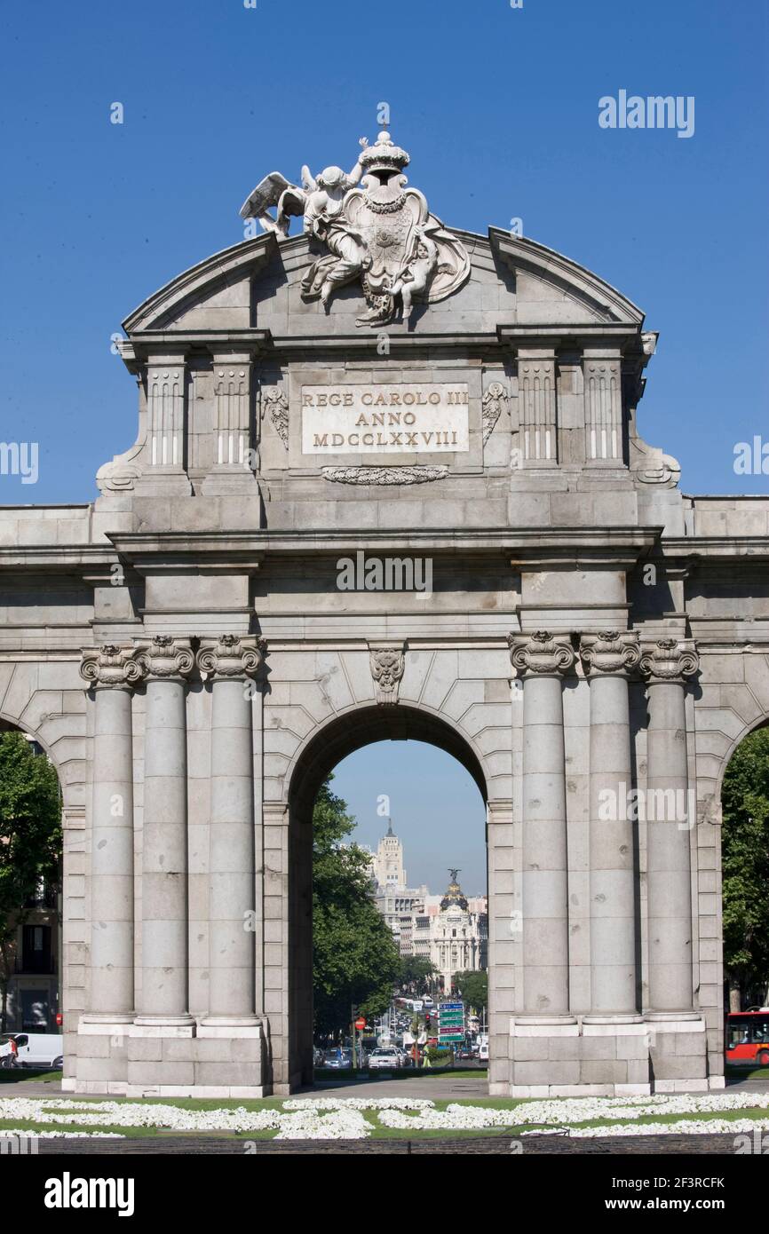 East side of the Puerta de Alcala (Alcala Gate), a Neo-classical ...