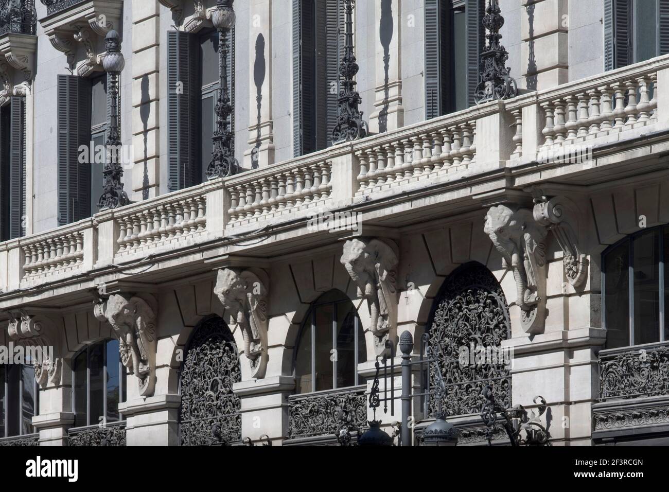 Facade of old bank building (Banco Espanol de Credito) on Alcala Street ...