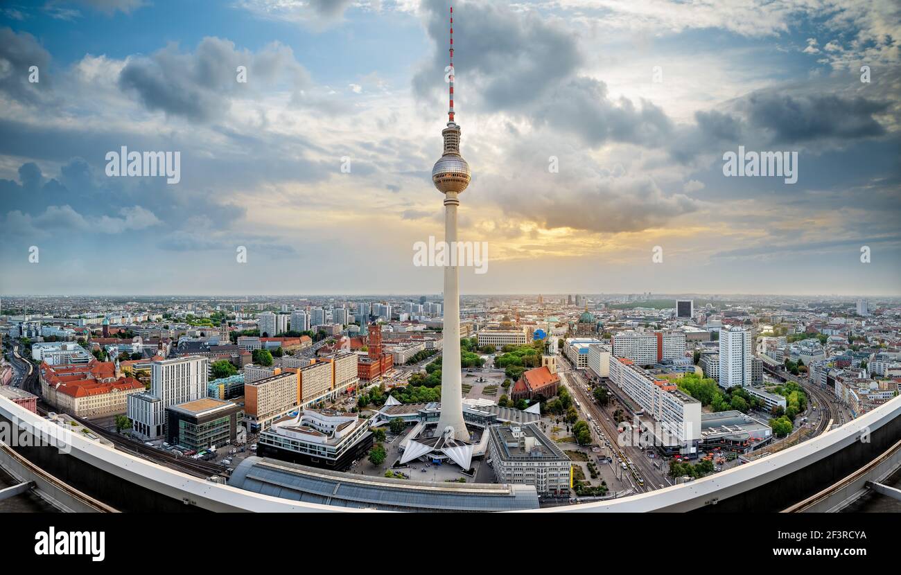 Cityscape berlin cathedral berlin television tower center hi-res stock ...