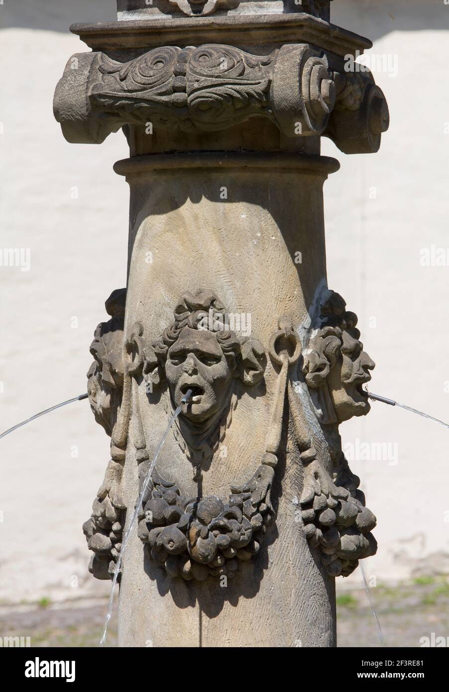 Medieval gothic fountain in the Castle, Altenburg, Thuringia, Germany ...