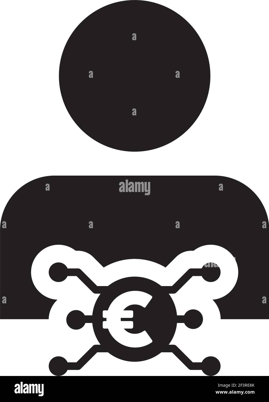 Digital euro icon vector currency symbol with male user person profile ...