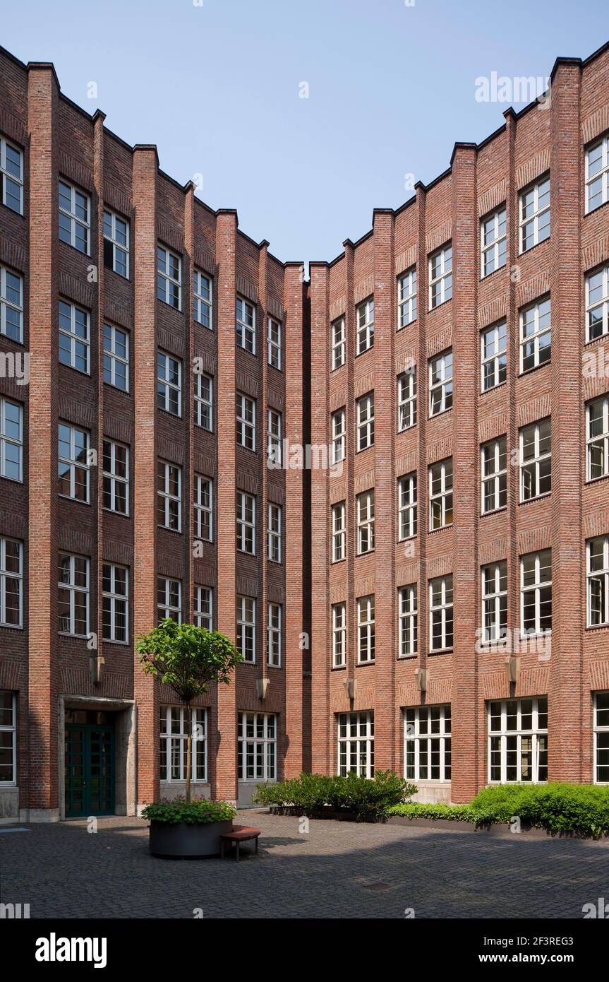 Courtyard of brick built highrise office block by Paul Bonatz, 1922-24 ...