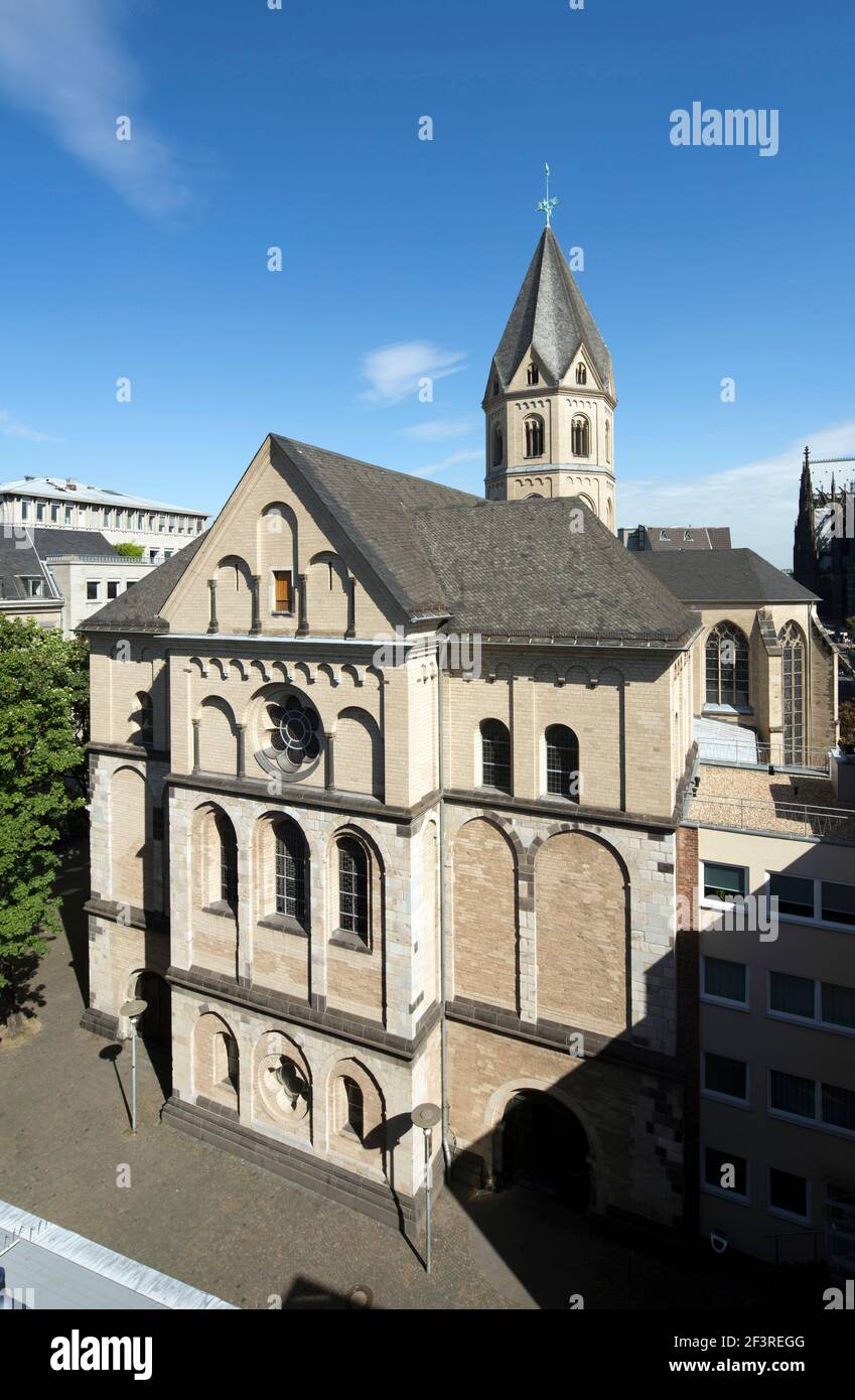 Facade of Romanesque church, Cologne, Germany Stock Photo - Alamy