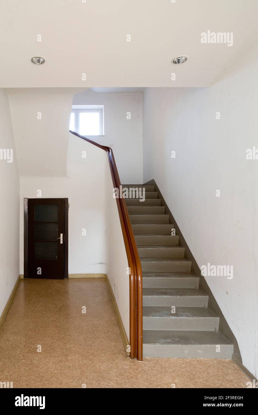 White Bauhaus style staircase built by Hans Poelzig 1931-32, Wolgast ...