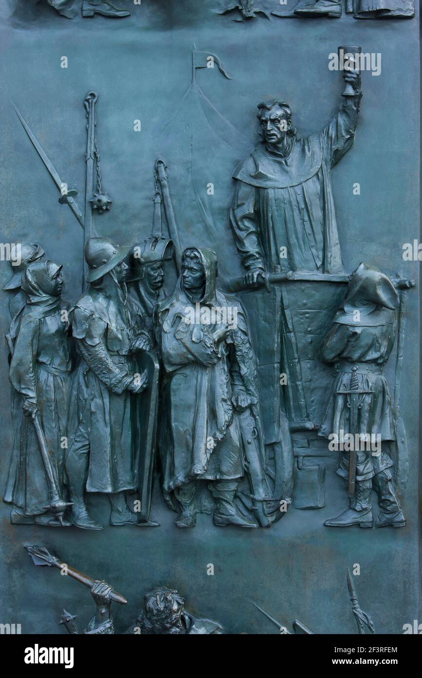 Relief details on bronze doors, National Monument on Vitkov Hill ...
