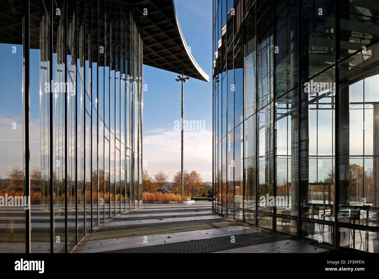 Ground floor glass facades of Deutsche Post tower, Architects Murphy ...