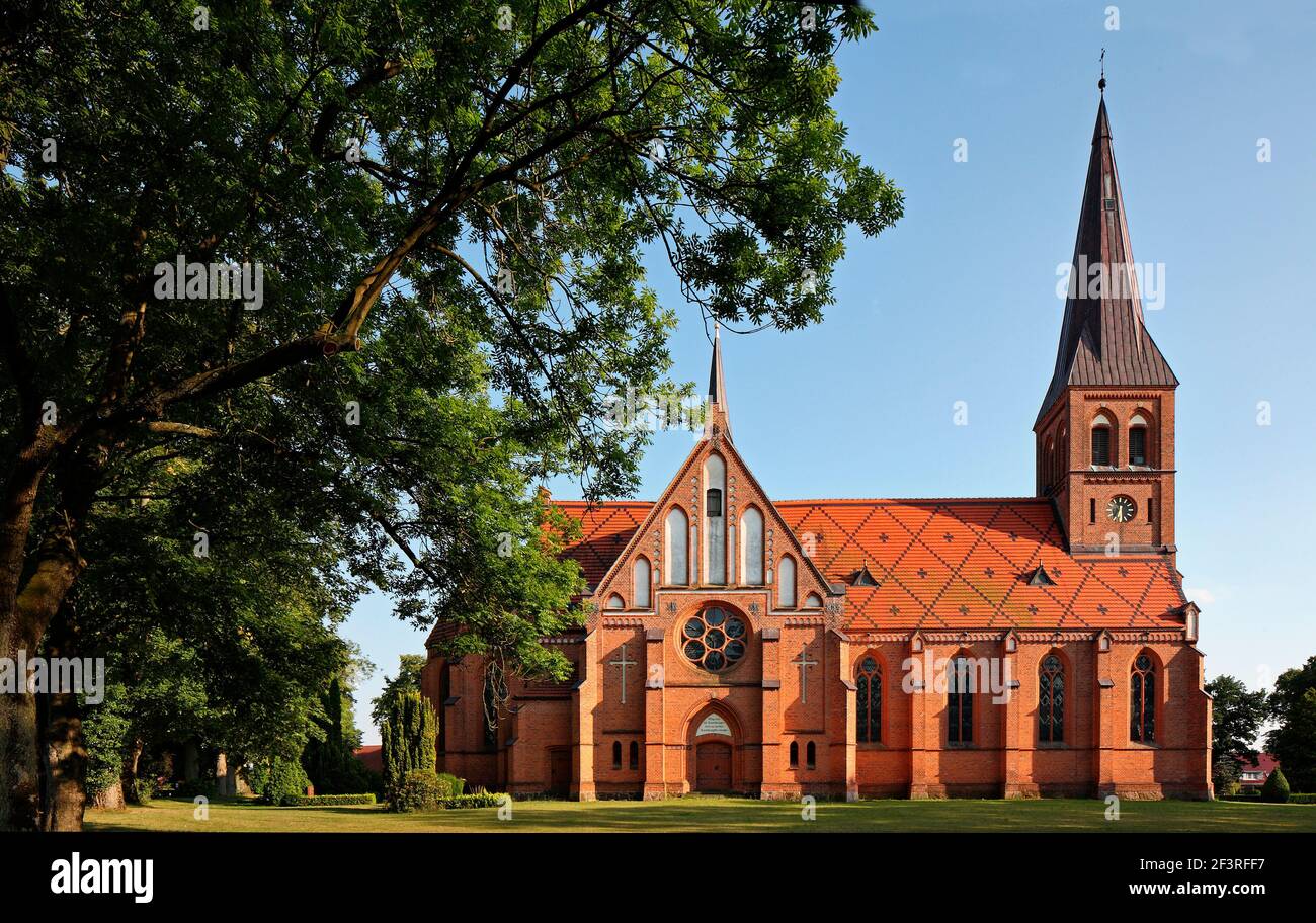19th century red brick neo-gothic style church, Picher, Mecklenburg ...